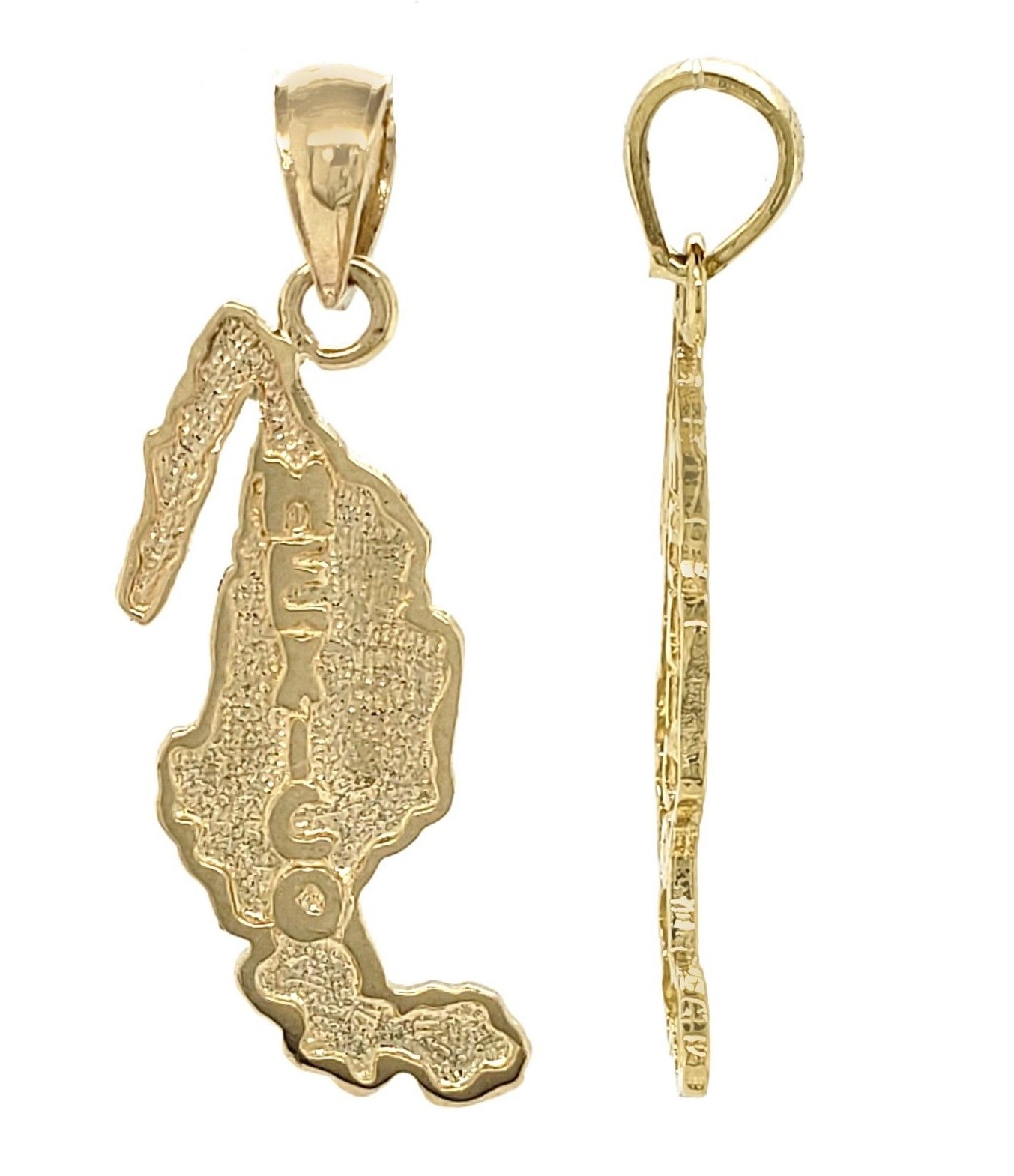 14k Yellow Gold Mexico Charm Pendant Travel Souvenir Country Map 1.3" 1 ...