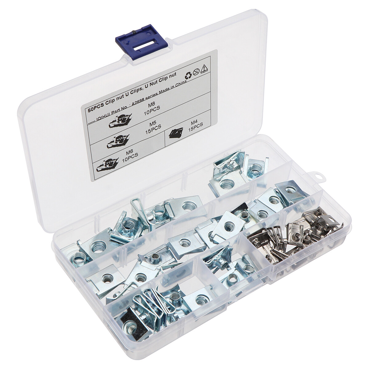 50Pcs Car U Nuts Speed Fastener Clip Assorted U-shaped Clip Nut M4/M5 ...