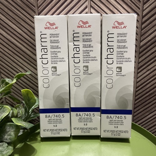 SALON HAIR WELLA COLOR CHARM PERMANENT DYE GEL 8A/740.5 LIGHT ASH BLND ...