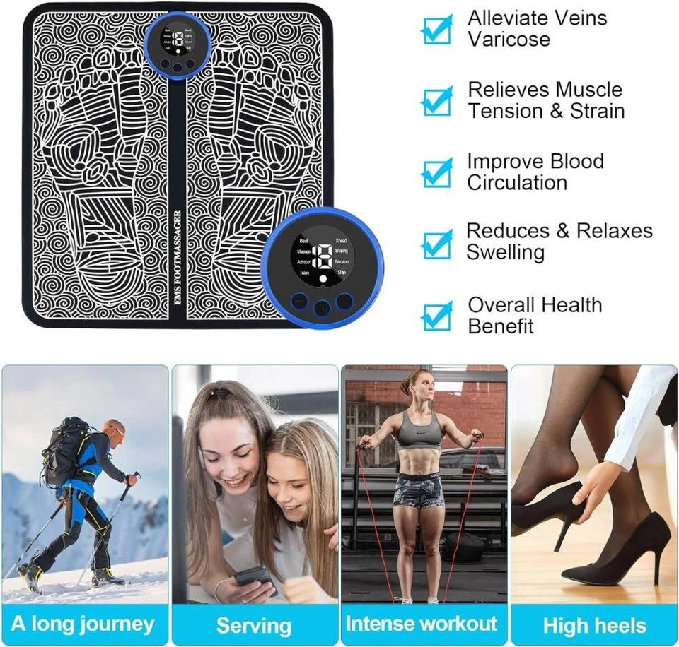 Electric EMS Foot Massager Mat Relax Muscle Stimulator Leg Shaping ...