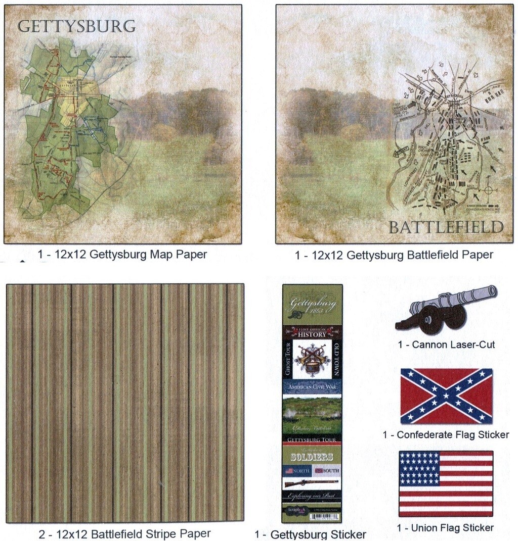 Gettysburg Scrapbook Kit, Civil War, paper & stickers - Scrapbook ...