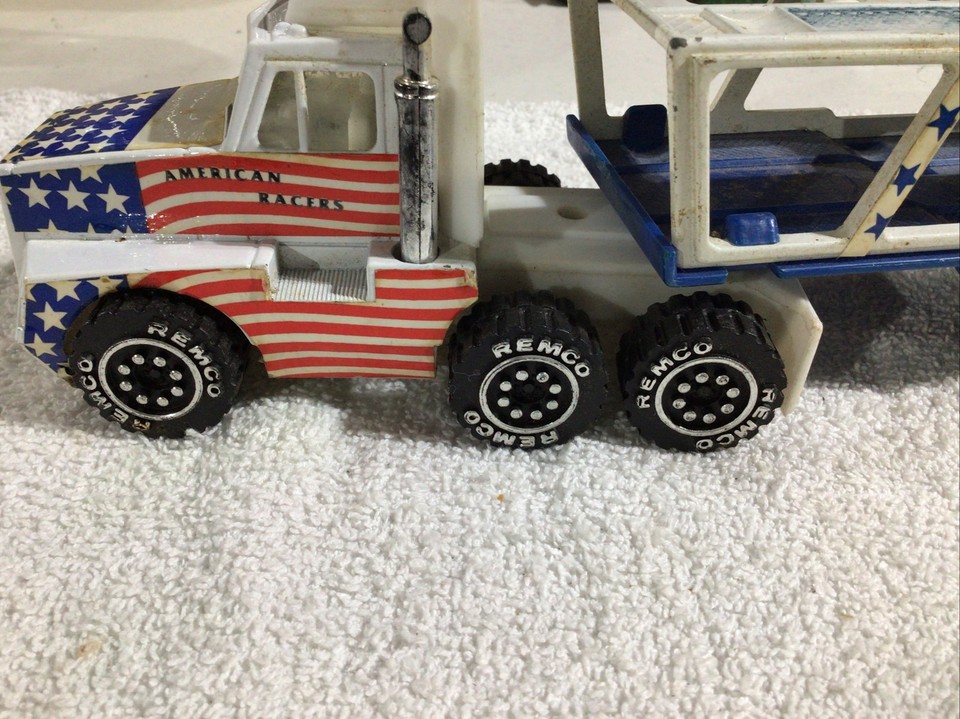 Remco American Racers Car Hauler Transporter White Semi Truck | eBay