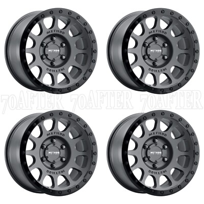 (4X) Method MR305 NV Wheels [18x9|6x139.7|ET:-12|CB:108] Double Black ...
