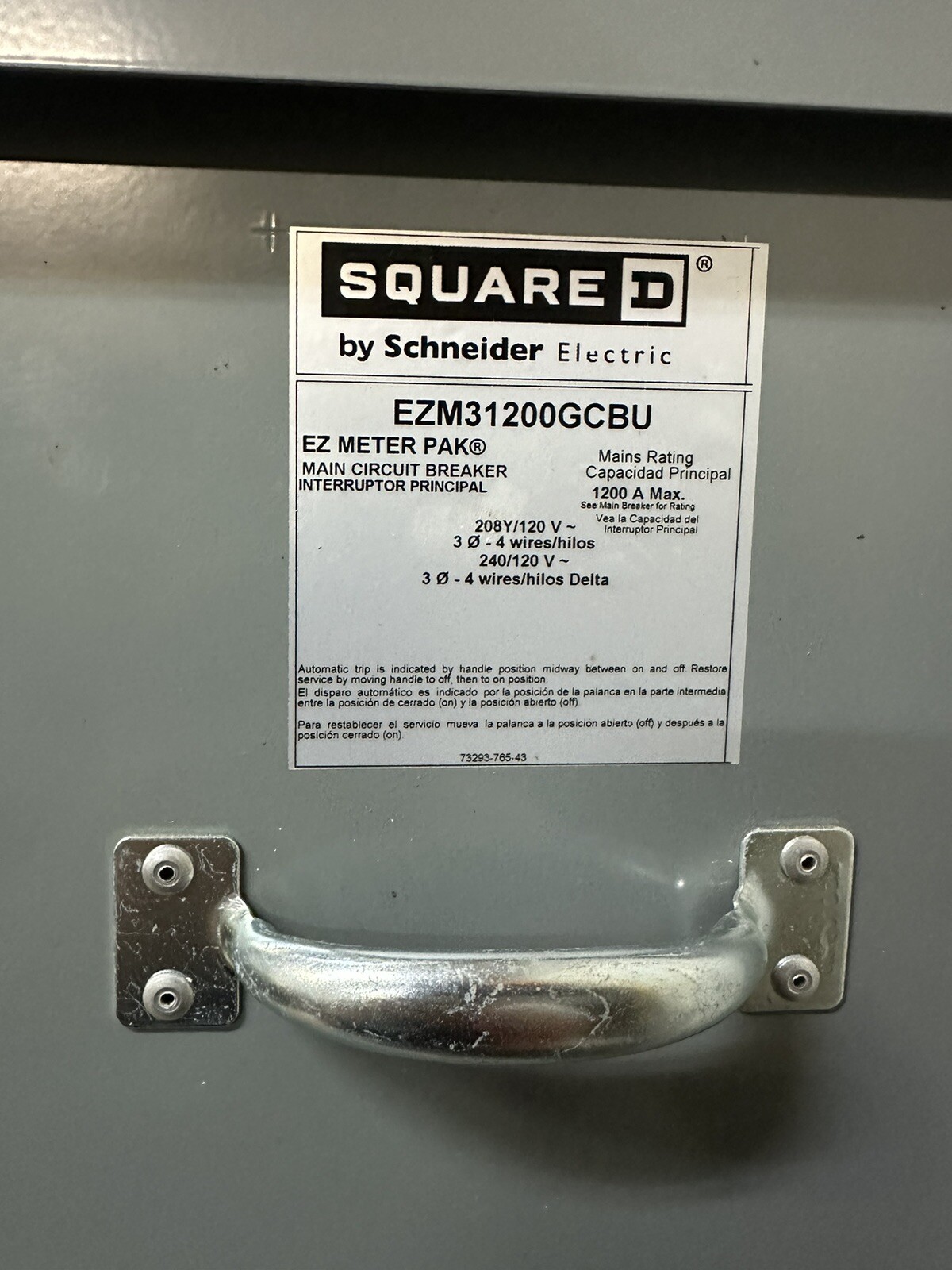 EZM31200GCBU 1200 AMP 3 Phase Square D Main Breaker EZ Meter Pak ...