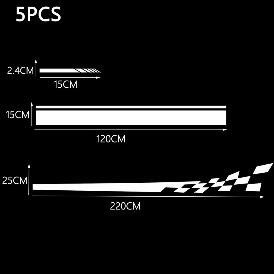 5PCS For Car Racing Long Stripe Sticker Side Body Vinyl Decal Stickers ...