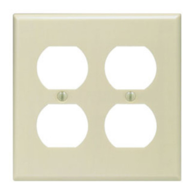 10-PK Leviton IVORY 2-Gang Receptacle Outlet Wall Plate PLASTIC Cover ...