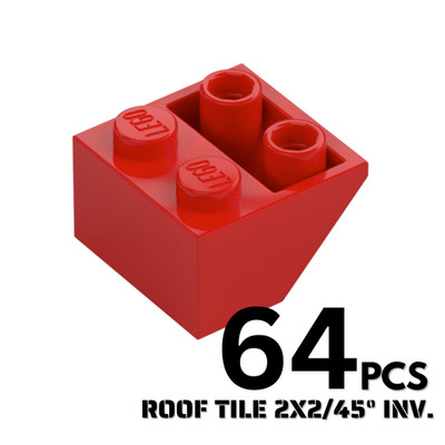 LEGO Lot of 64 Bricks Inverted ROOF TILE 2X2/45 RED Color 366021 3660 ...