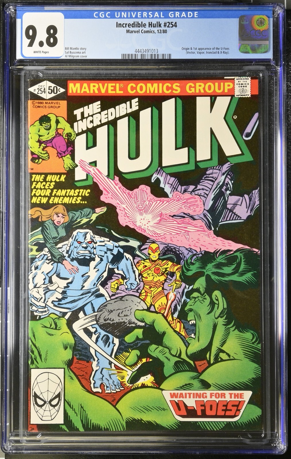 1980 MARVEL INCREDIBLE HULK#254 1ST APPEARANCE OF THE U-FOES CGC 9.8 ...