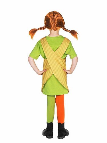 Girls Pippi Longstocking Costume Kids Fancy Dress TV Book Day Character ...