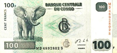 Congo 100 Francs Uncirculated Banknote. single 100 Francs Currency Bill ...