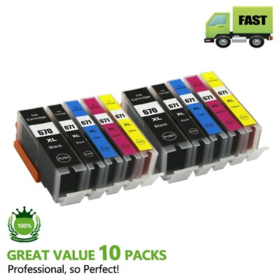 10x NoN-OEM Ink PGI-670XL CLI-671XL for Canon TS-5000 TS-6000 TS-8000 ...