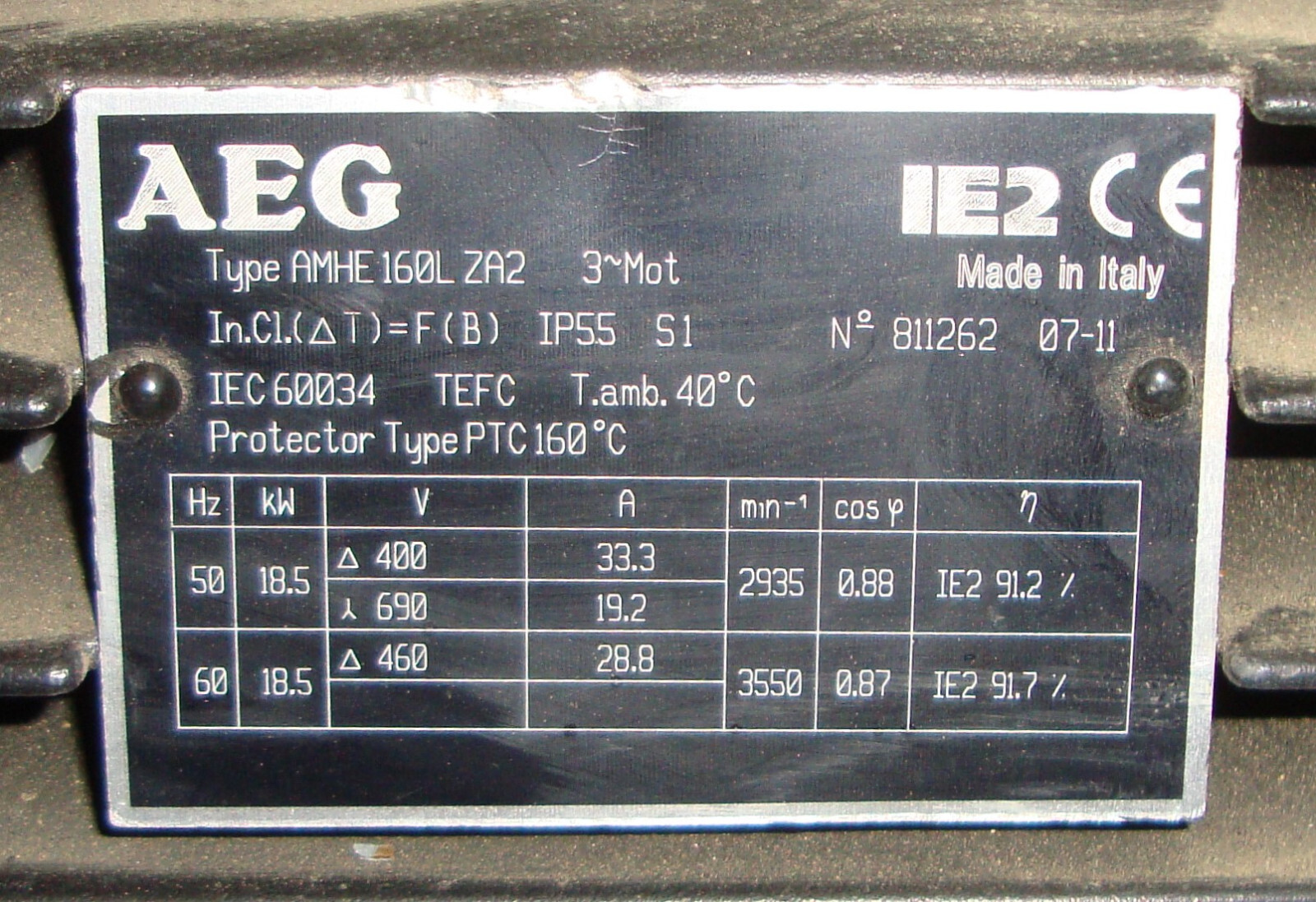 💰 18,5 KW Elektromotor AMHE 160L ZA2 2935 U/min IP55 AEG 2011 💰 | eBay.de