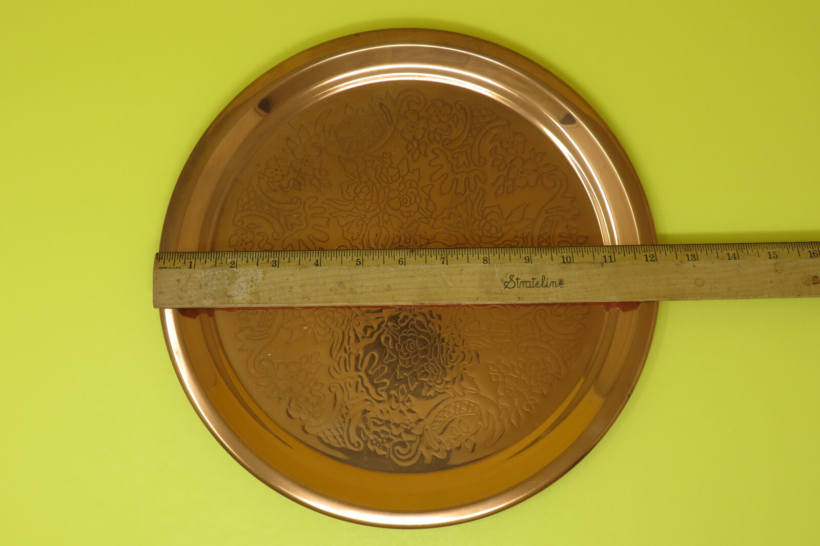 Vntg Large Round Copper 12 1/4" Tray Charger Plate Platter Pressed ...