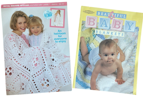Lot of 2 Leaflets to Crochet Baby Blankets & Grany Square Afghan ...