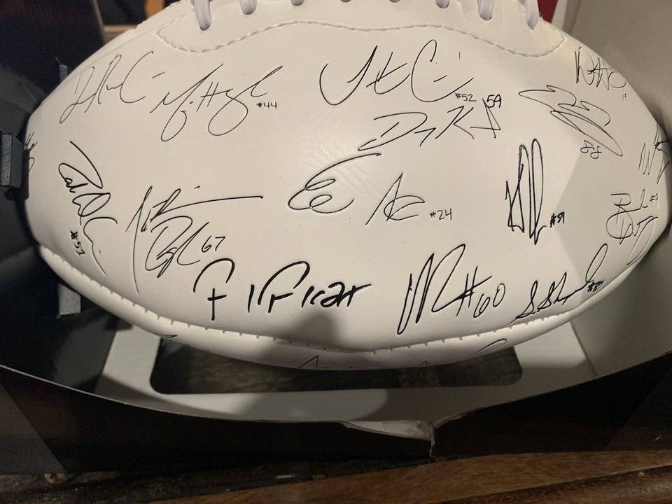 2017 NEW YORK GIANTS TEAM Signed Football Team COA /1002 RARE OBJ Eli ...