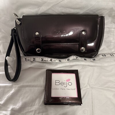 Beijo Brown Metalic Handbag 10 Inch Clutch With Wrist Strap And Dust ...