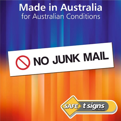 No Junk Mail - Sticker 125 x 30mm - Self Adhesive Vinyl Decal ...