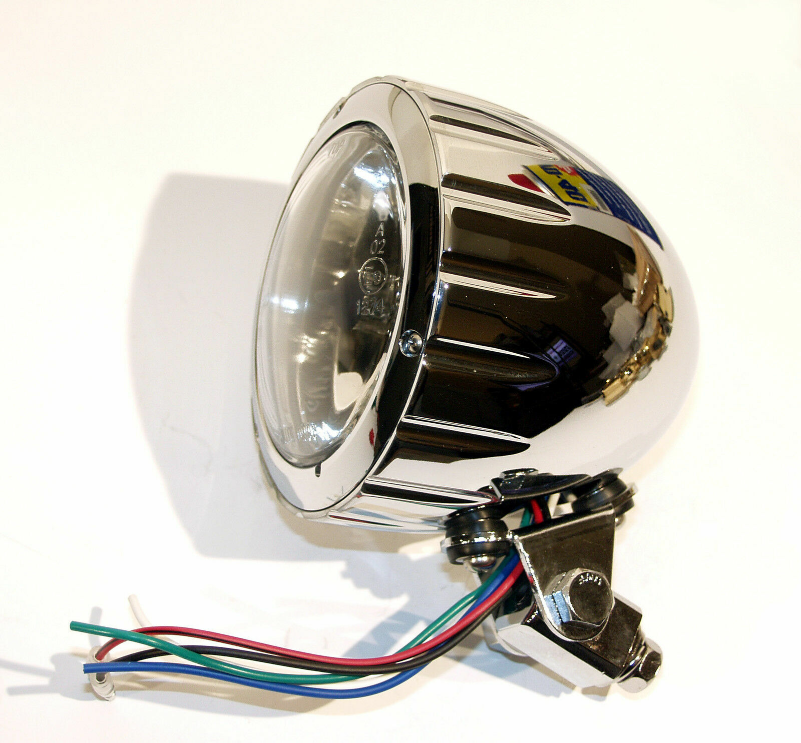 4 " Inch Bottom Mount Headlight H4 Halogen CNC'd Billet Aluminum Harley ...