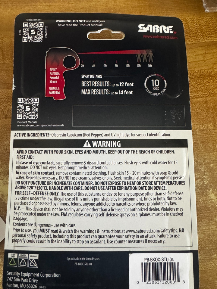 SABRE Red Quick Grip .54oz Pepper Spray Kit with Finger Loop and ...