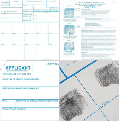 Fingerprint Cards, Applicant FD-258, 50 pack White | eBay