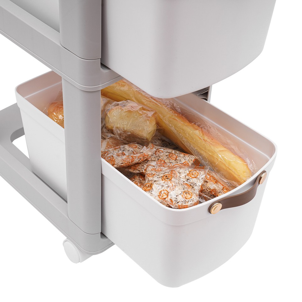 4 Tier Grey Movable Multifunction Storage Rack Organizer w/Wheels for ...