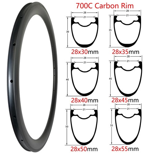 700C Road Bike Carbon Rims Gravel Bike Carbon Rims 28mm Width Clincher ...