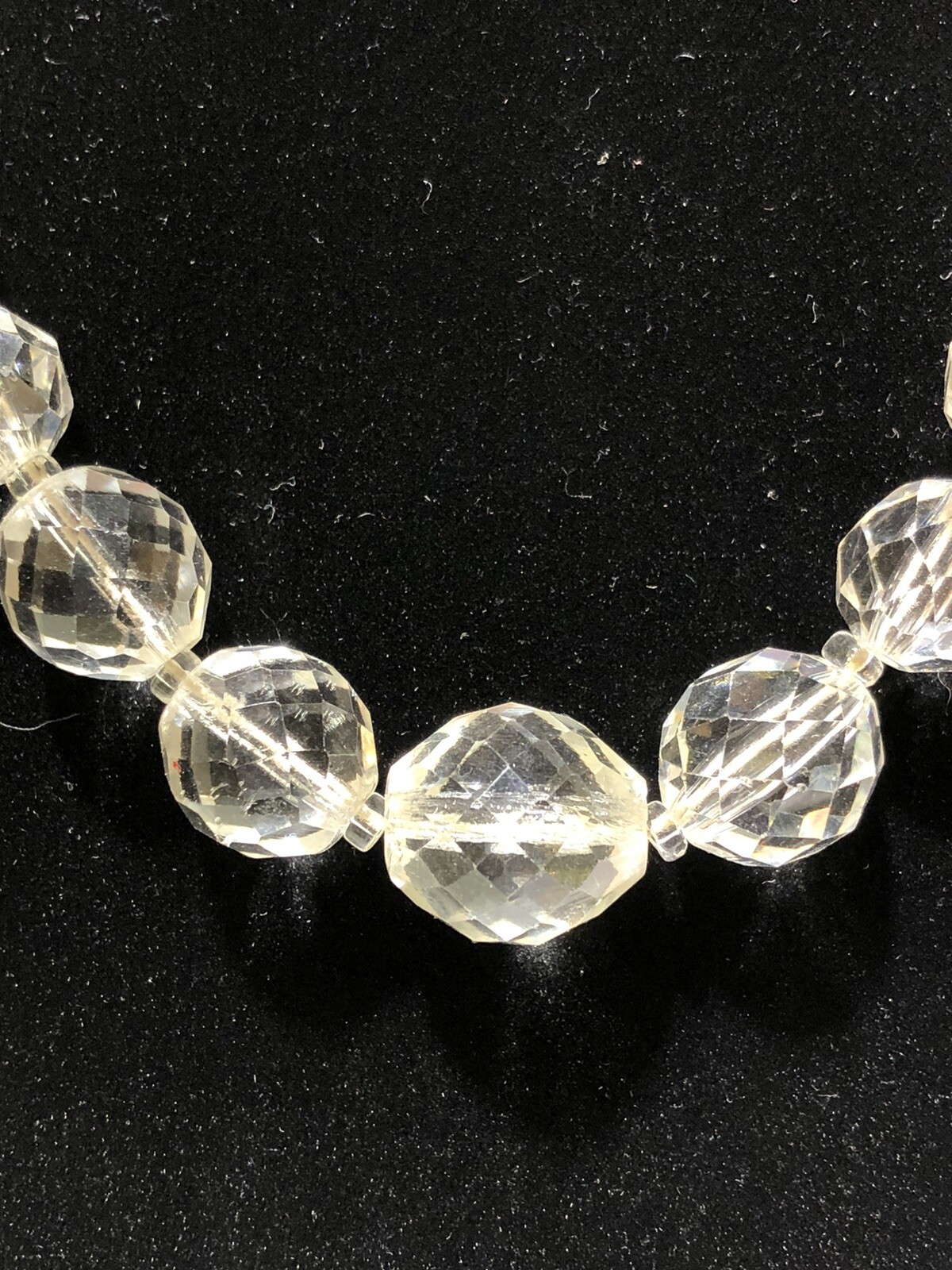 Vintage Clear Cut Faceted Crystal/ Glass Bead Necklace - Gem