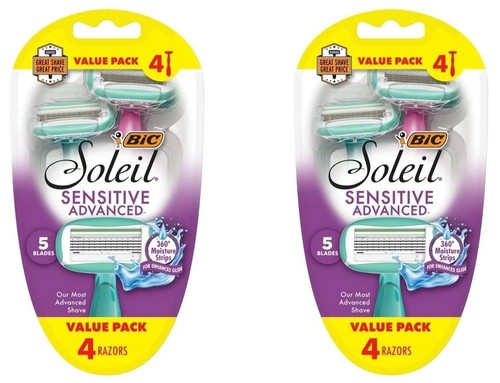 2X BIC Soleil Sensitive Advanced Women's Disposable Razors, 5 Blades, 4 ...