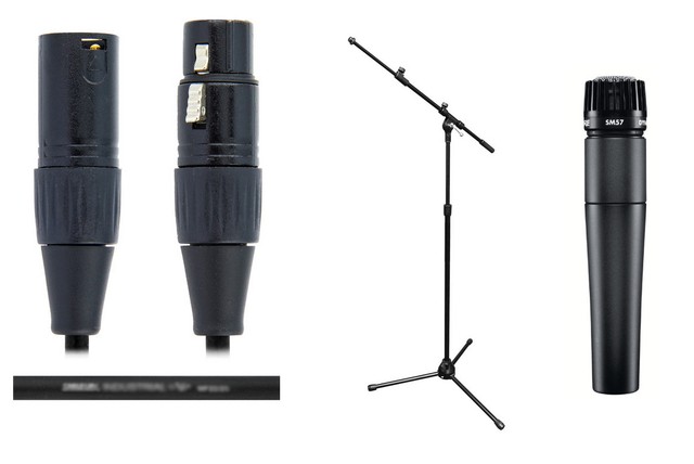 Shure SM57LC-SOLO-K SM57 SOLO Bundle with Mic Tripod Mic Stand / Boom ...