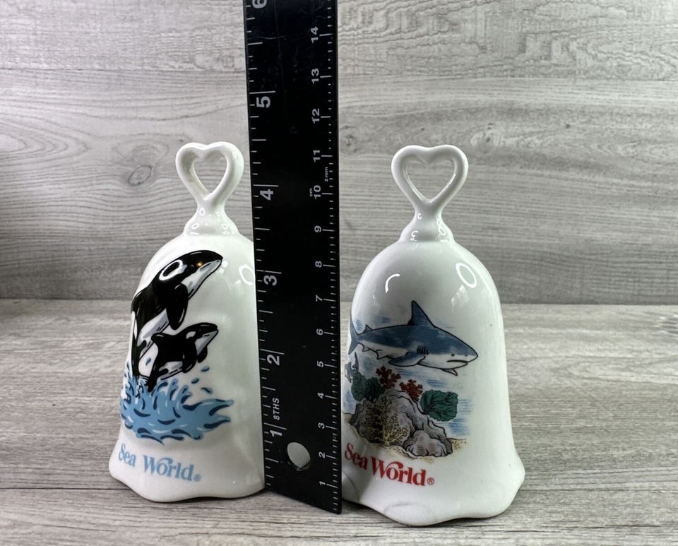 Lot Of 2 Vintage Sea World Hand Bells Whales Shamu & Sharks Travel ...