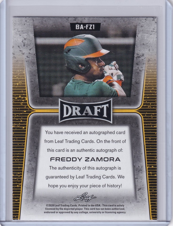 Freddy Zamora 2020 Leaf Draft Base Gold Autograph BA-FZ1 | eBay