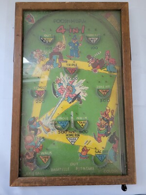 Vintage Poosh-M-Up Jr Pinball Baseball Tabletop Game Northwestern ...