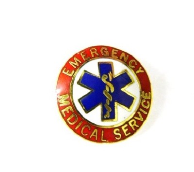 EMS Collar Device Pin Emergency Medical Service Red Gold Star of Life ...