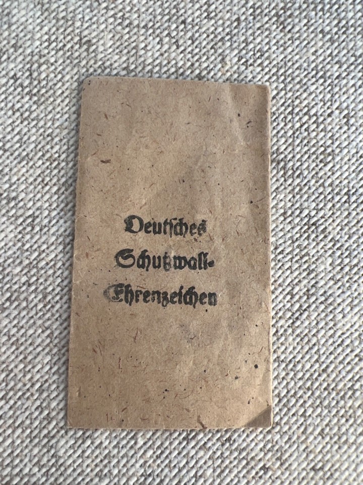 original WW2 German paper medal issue envelope West Wall medal marked ...