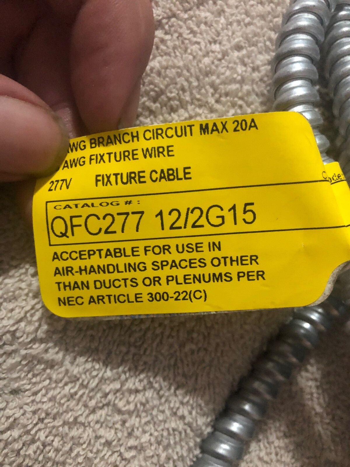 NEW Lot of 3 Lithonia Reloc Quick-Flex 277V Fixture Cable QFC277 12 ...