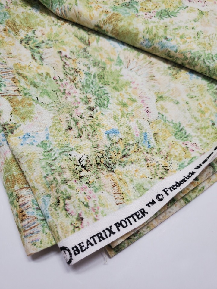 Peter Rabbit Fabric Beatrix Potter Landscape Green OOP Sew Quilt FAT ...