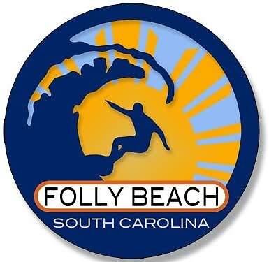 3x3 inch Round Surfer On Wave Folly Beach South Carolina Sticker ...
