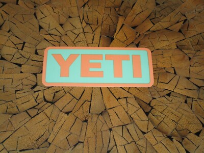 New Authentic YETI Vinyl Sticker Decal 1 3/4” X 4” Peach Blue | eBay