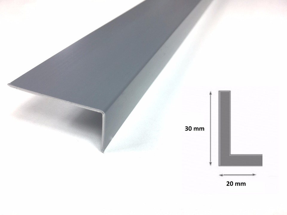 PVC CORNER UNEQUAL GRAY PLASTIC 90 DEGREE ANGLE TRIM 2.5 METERS VARIOUS ...