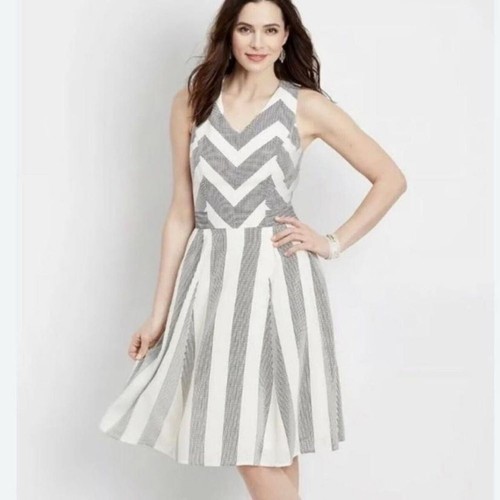 Maurices Striped Dress Cross Back Diagonal Line Design Flattering A ...