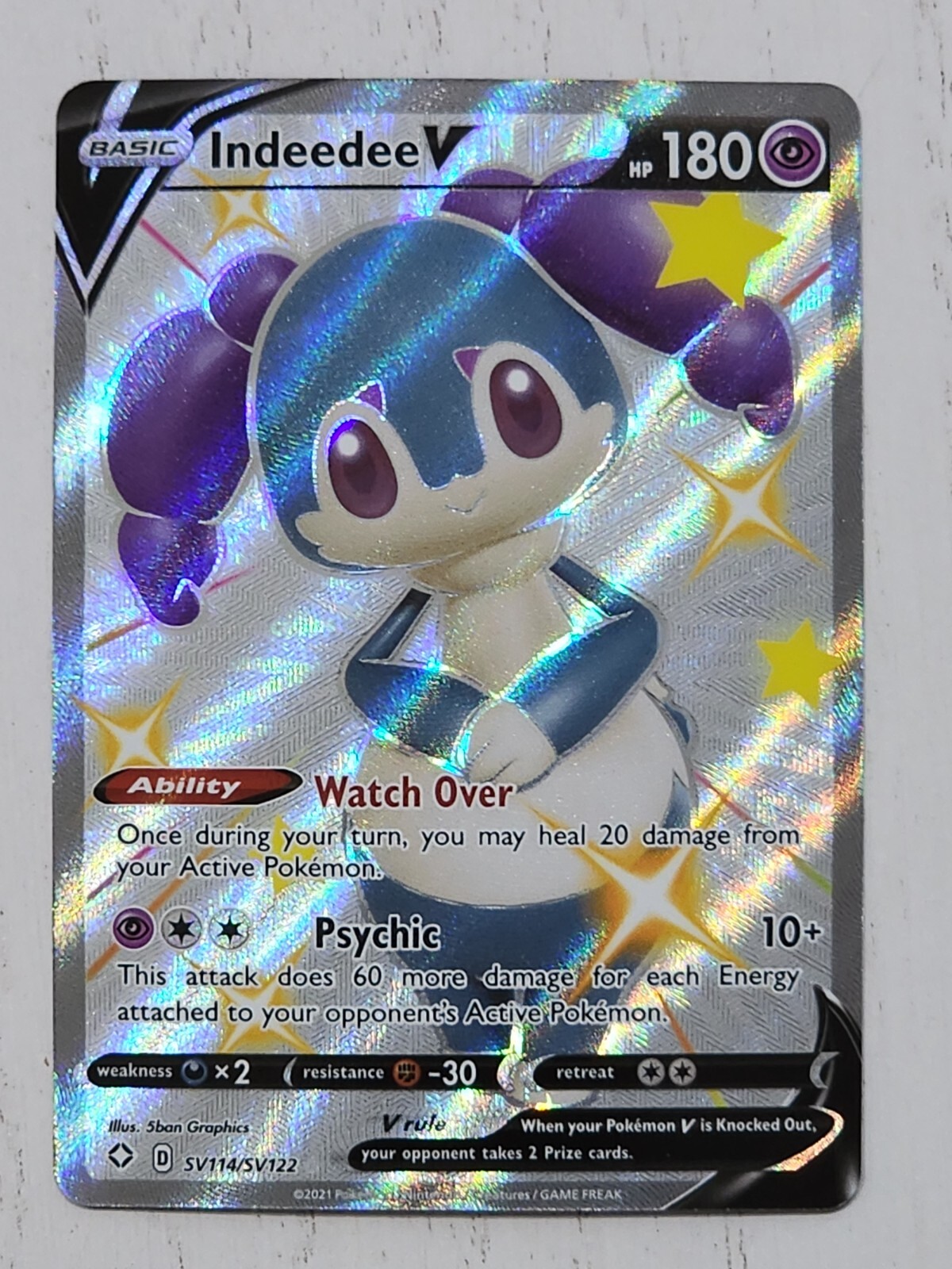 Pokémon TCG Indeedee V Shining Fates SV114/SV122 Holo Shiny Holo Rare ...