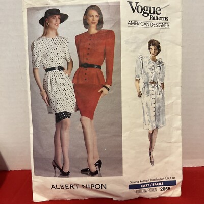 Vogue Pattern Albert Nipon 2065 12-14-16 Complete Vintage Easy Couture ...