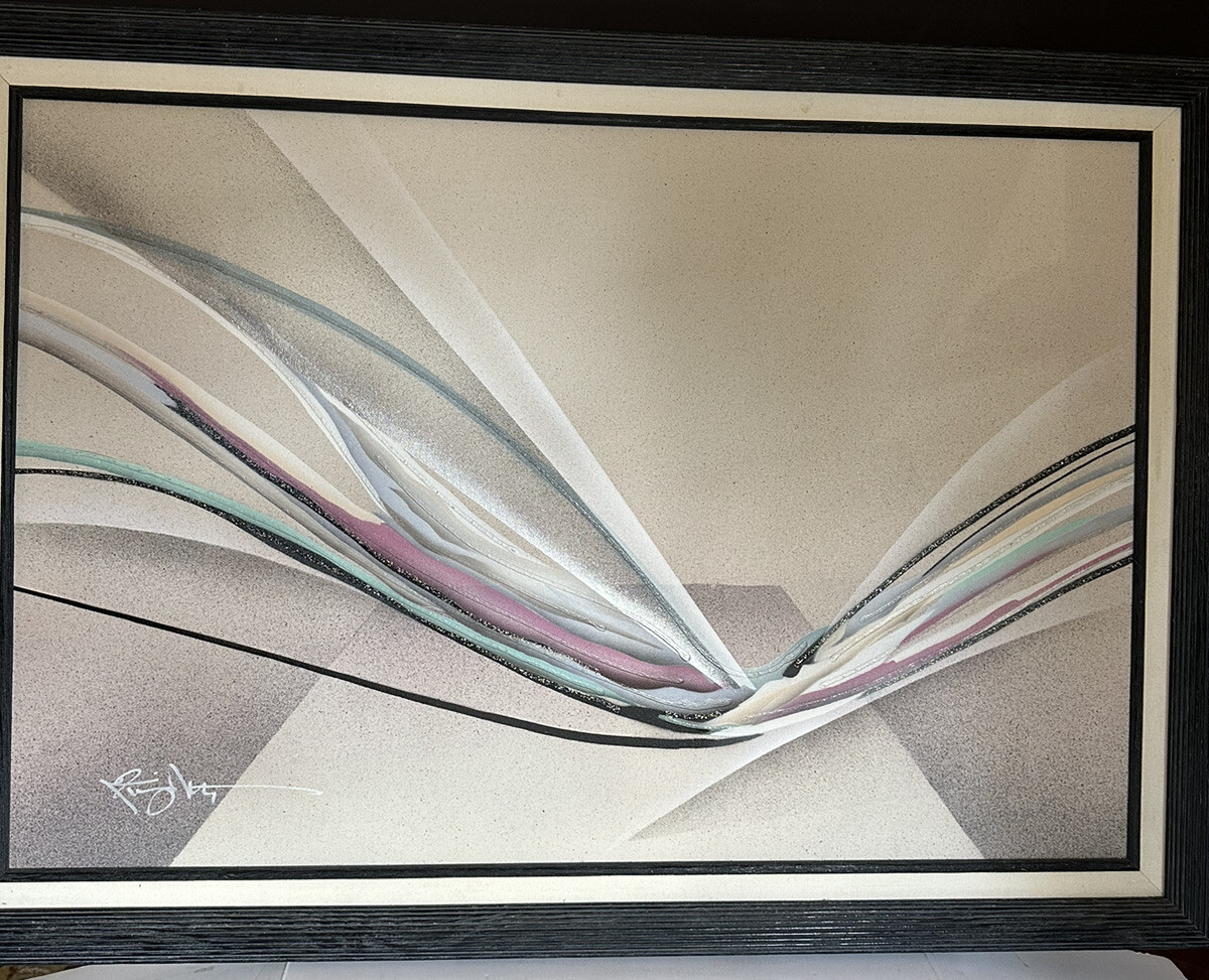 Elba Alvarez Signed Abstract Mixed Media Acrylic Painting on Canvas ...