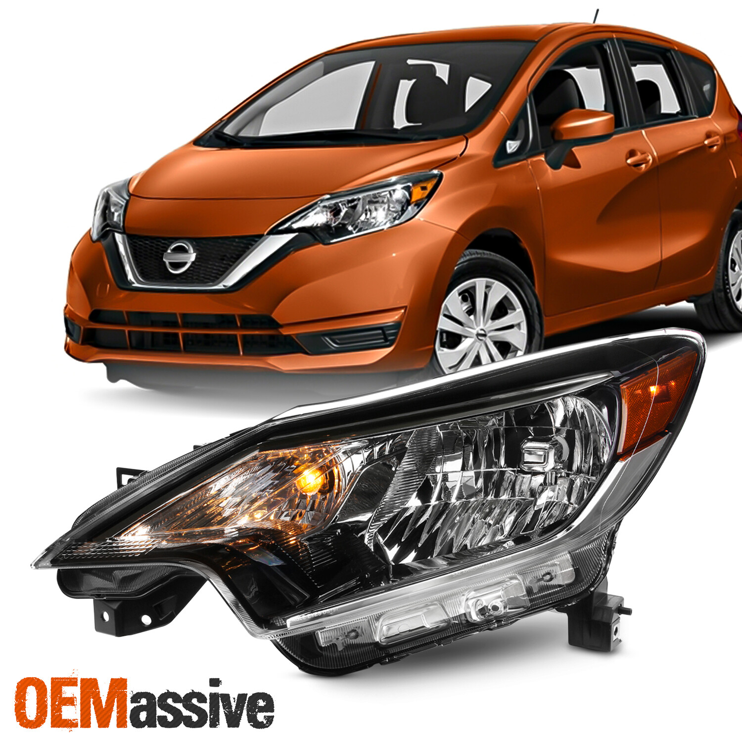 For 2017-2019 Nissan Versa Note Black Headlight Headlamp Driver Left ...