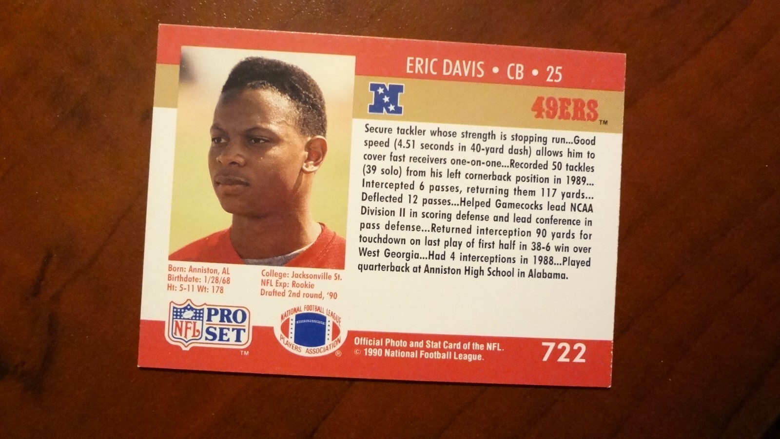 1990 PRO SET # 722 ERIC DAVIS FOOTBALL CARD | eBay