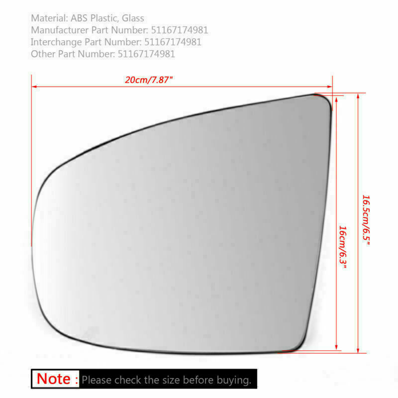 2007-2014 BMW X5 X6 E70 E71 E72 Left Driver Side Mirror Glass Heated ...