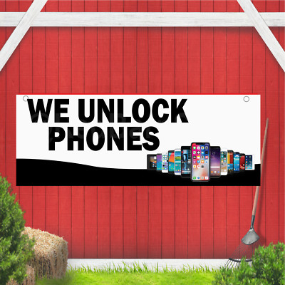 We Unlock Phones Indoor Outdoor Vinyl Banner Design | eBay
