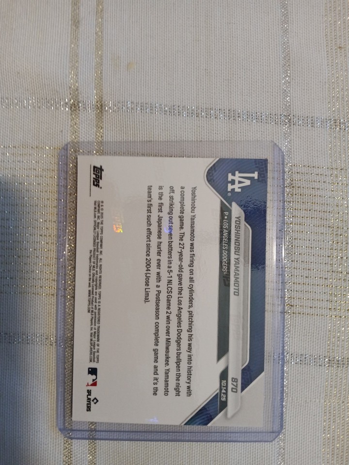 Yoshinobu Yamamoto - NLCS Complete Game 2025 MLB Topps NOW - Card 870 | eBay