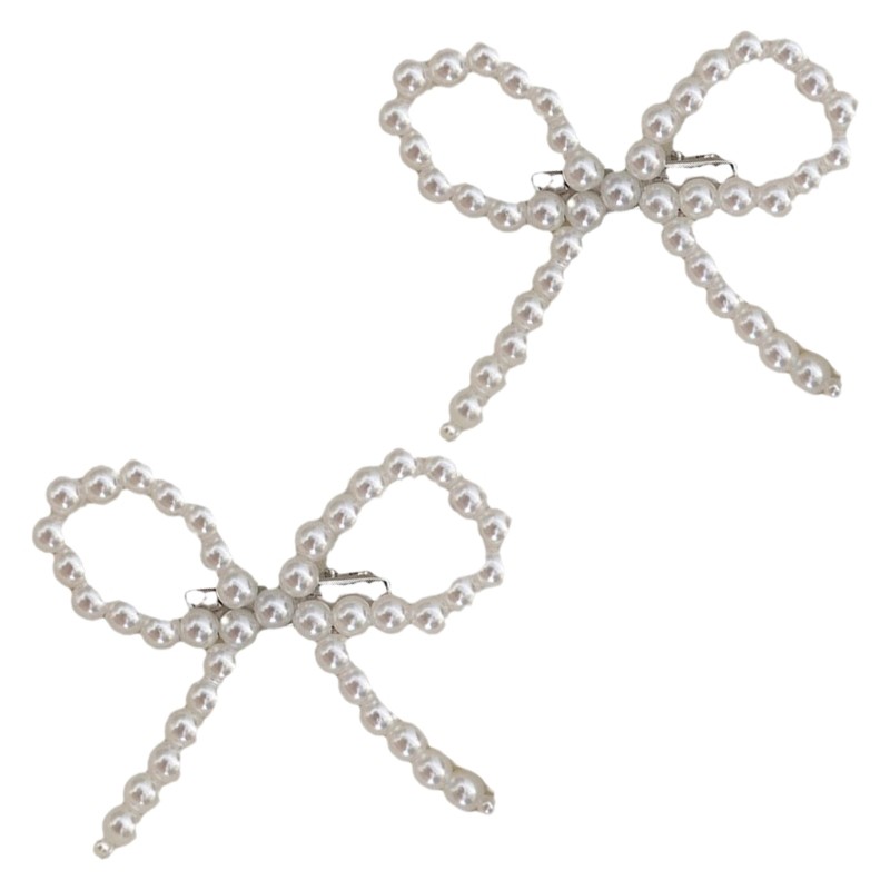 Bowknot Hair Clip 2000s Hairpin Sweet Balletcore Bunches Beads Hair ...