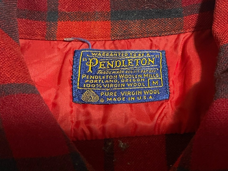 Vtg PENDLETON USA Men’s Medium Red Shadow Plaid 100% Virgin Wool ...